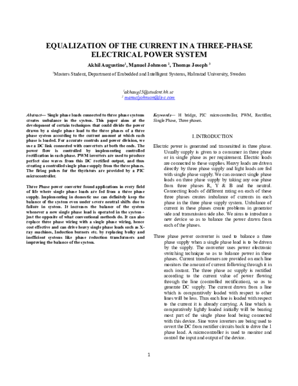 (DOC) EQUALIZATION OF THE CURRENT IN A THREE-PHASE ELECTRICAL POWER SYSTEM