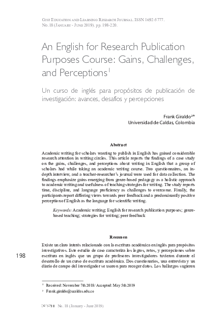 (PDF) An English for Research Publication Purposes Course: Gains ...