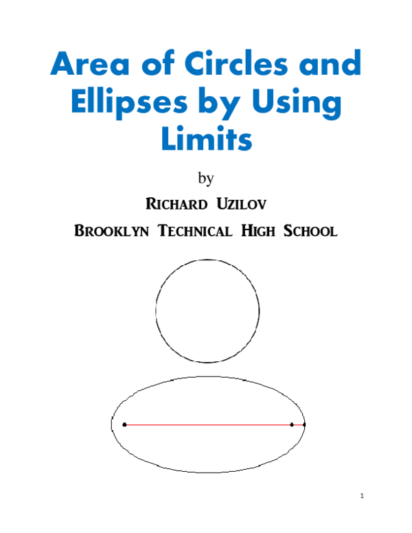 (PDF) Area of Circles and Ellipses by Using Limits