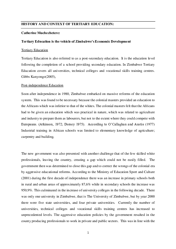 (DOC) HISTORY AND CONTEXT OF TERTIARY EDUCATION