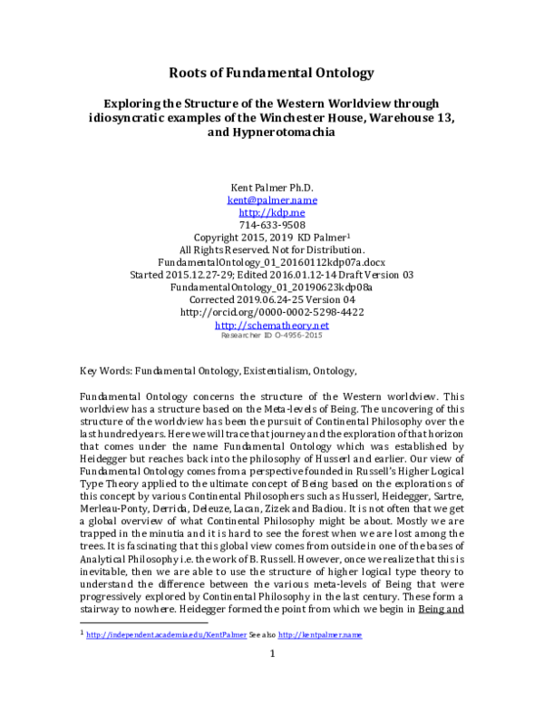 (PDF) Roots of Fundamental Ontology
