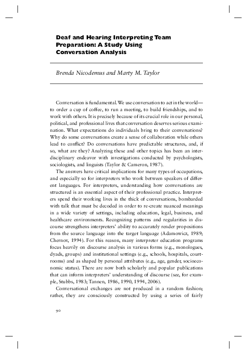 (PDF) Deaf and hearing interpreting team preparation: A study using ...