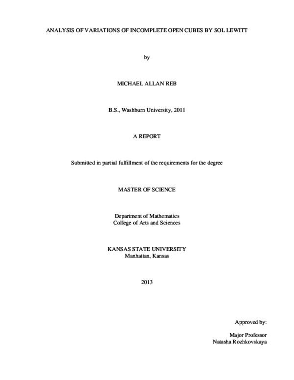 (PDF) ANALYSIS OF VARIATIONS OF INCOMPLETE OPEN CUBES BY SOL LEWITT