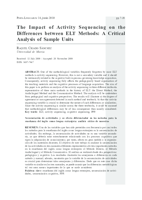 (PDF) The Impact of Activity Sequencing on the Differences between ELT ...