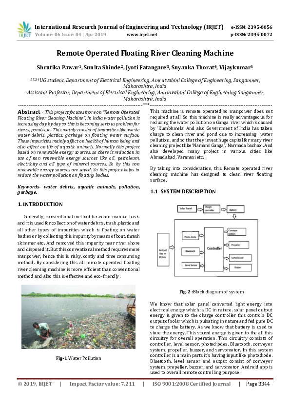 (PDF) IRJET- Remote Operated Floating River Cleaning Machine