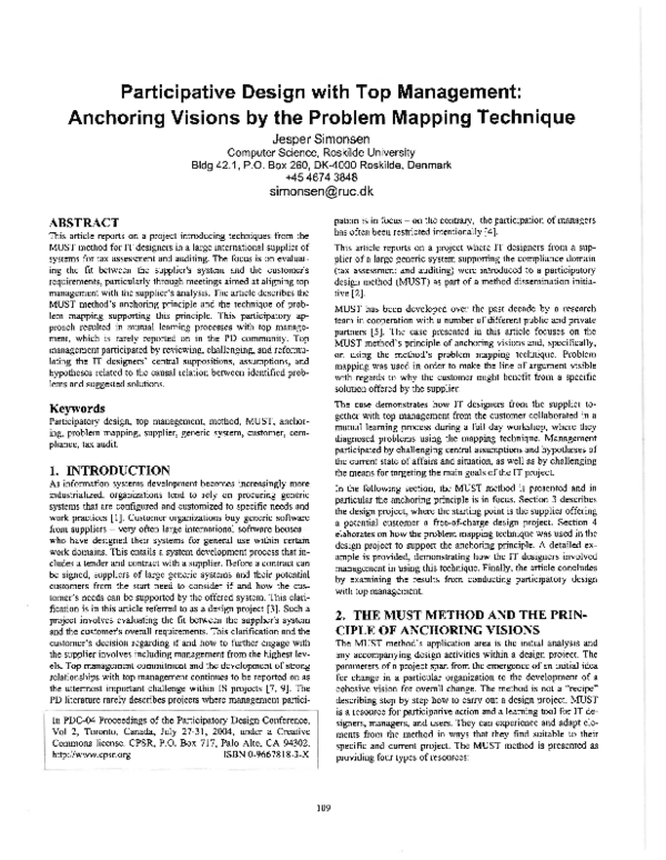 (PDF) Participative Design with Top Management: Anchoring Visions by ...