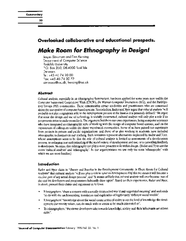 Make Room for Ethnography in Design