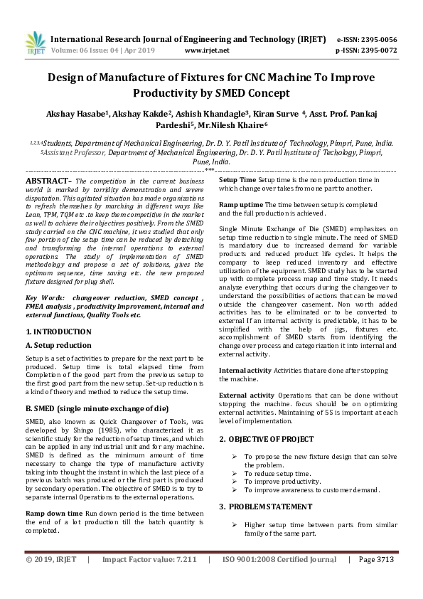 (PDF) IRJET- Design of Manufacture of Fixtures for CNC Machine To ...