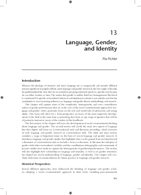 (PDF) Language, Gender, and Identity