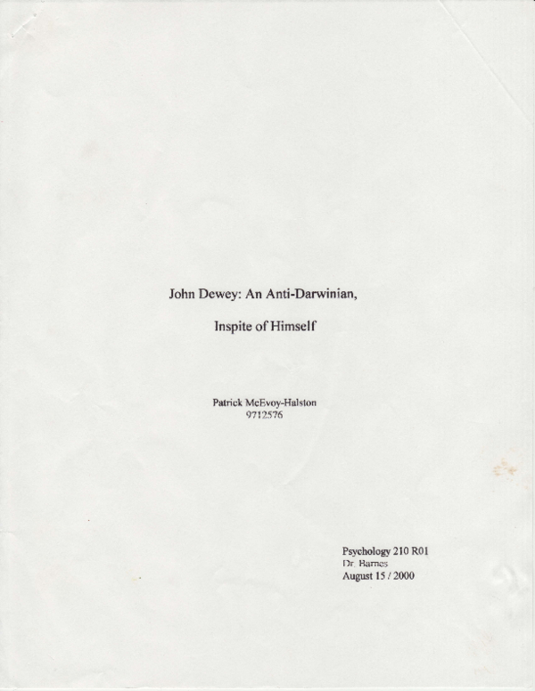 (PDF) John Dewey: an anti-Darwinian in spite of himself