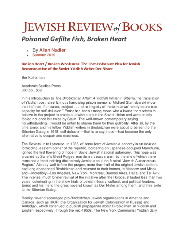 (PDF) Poisoned Gefilte Fish, Broken Heart Broken Heart / Broken ...