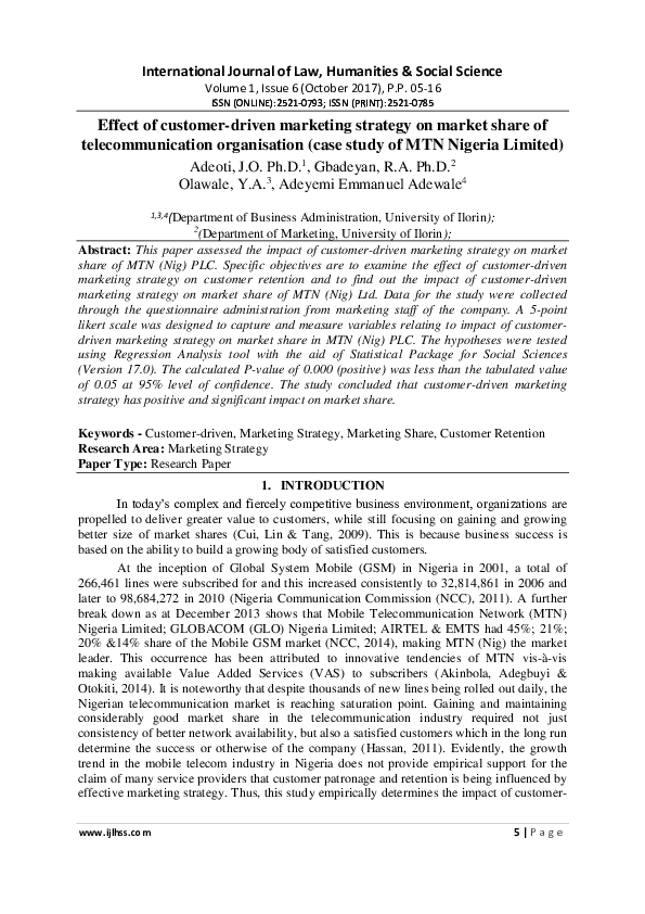 (PDF) Effect of customer-driven marketing strategy on market share of ...