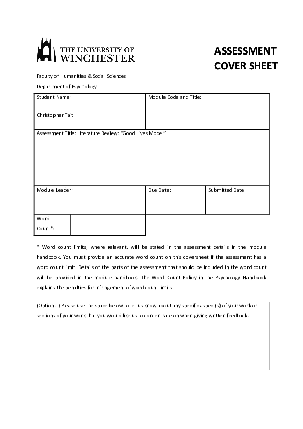 (DOC) Literature Review - "The Good Lives Model"