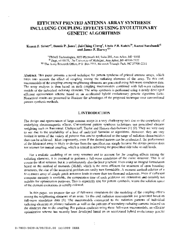 (PDF) Efficient Printed Antenna Array Synthesis Including Coupling Effects Using Evolutionary ...