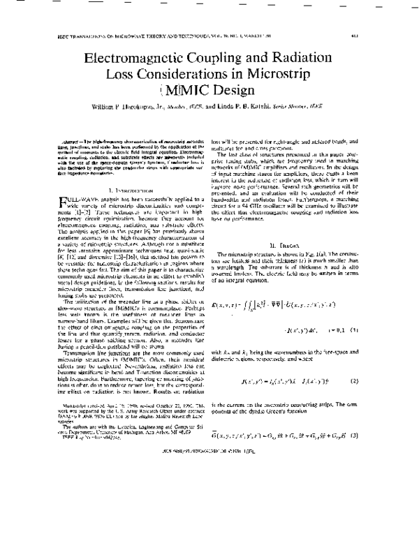 (PDF) Electromagnetic coupling and radiation loss considerations in ...