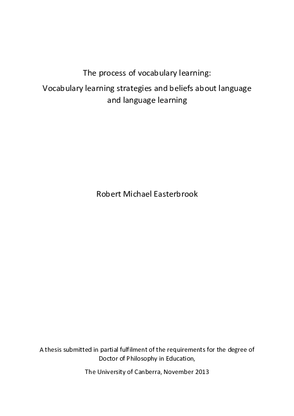 (PDF) The process of vocabulary learning: Vocabulary learning ...