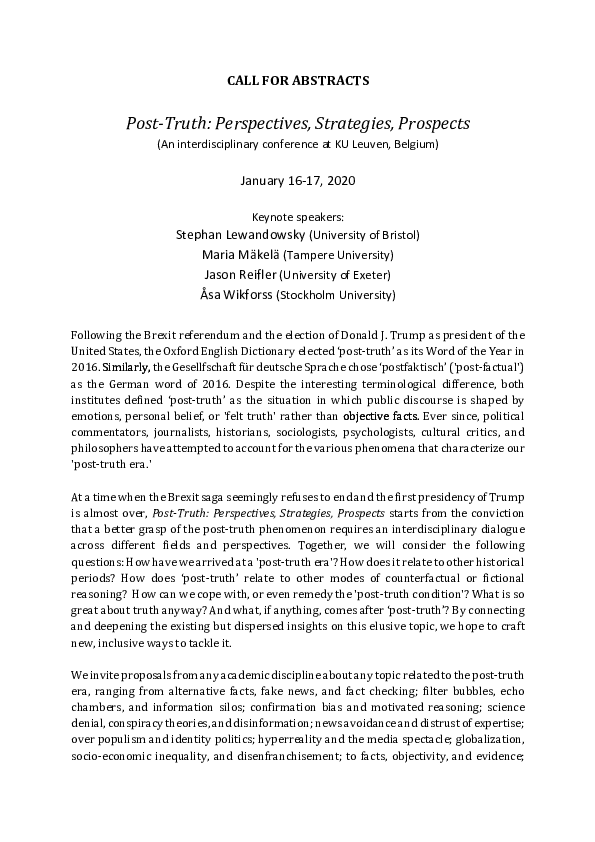 (PDF) CFA Post-Truth: Perspectives, Strategies, Prospects
