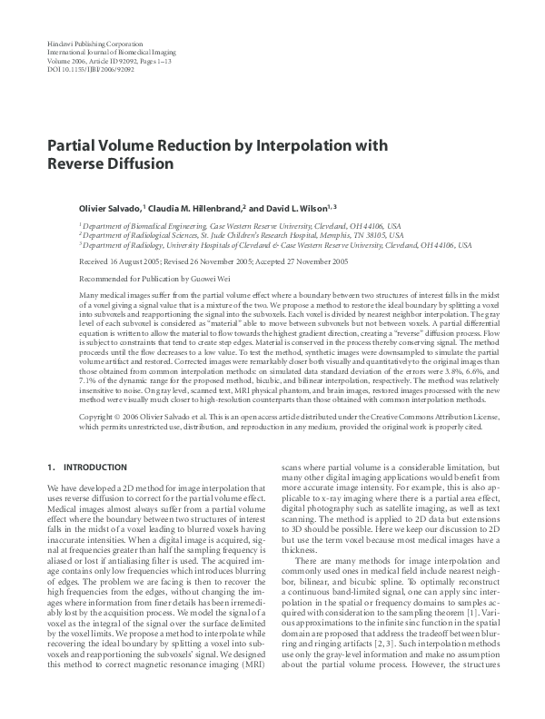 (PDF) Partial volume reduction by interpolation with reverse diffusion