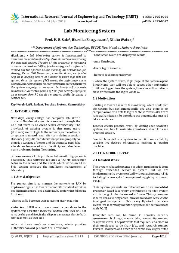 (PDF) IRJET- Lab Monitoring System
