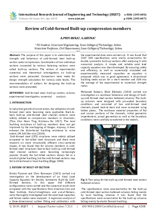 (PDF) IRJET- Review of Cold-formed Built-up compression members | IRJET ...