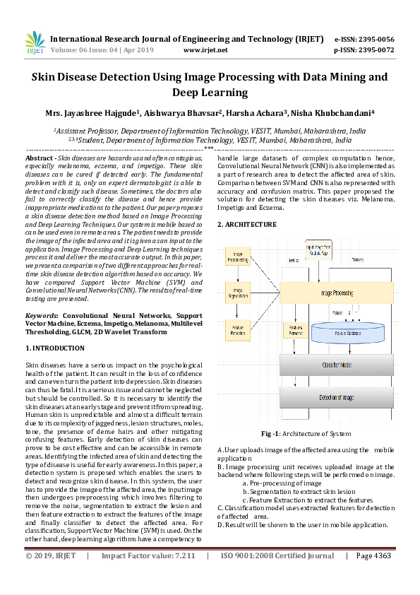 (PDF) IRJET- Skin Disease Detection Using Image Processing with Data ...