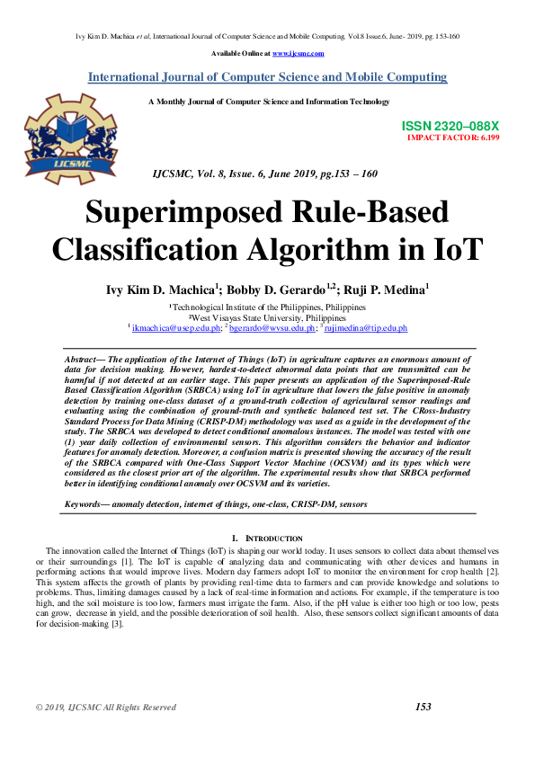 (PDF) Superimposed Rule-Based Classification Algorithm in IoT﻿