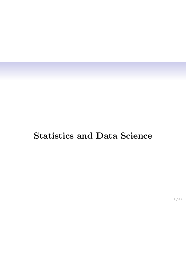 (PDF) Statistics and Data Science