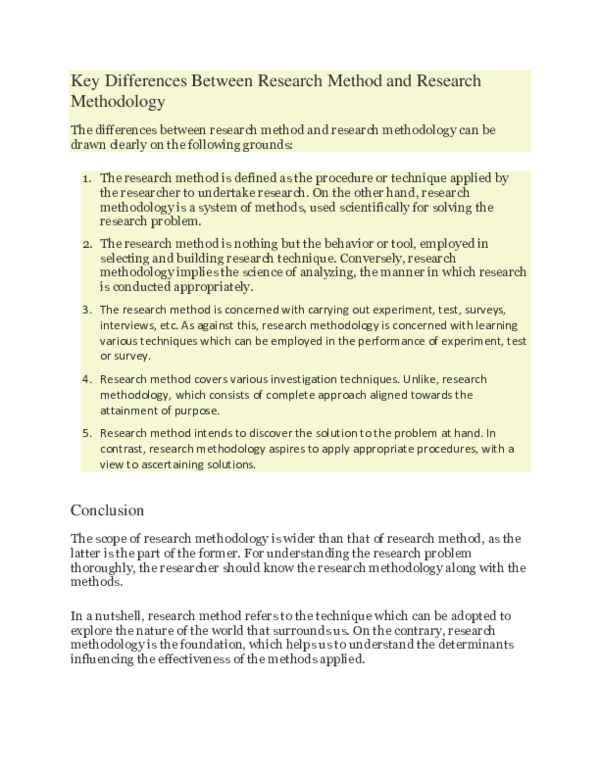 (DOC) Key Differences Between Research Method and Research ...