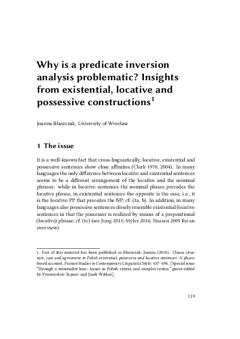 (PDF) Why is a predicate inversion analysis problematic? Insights from ...