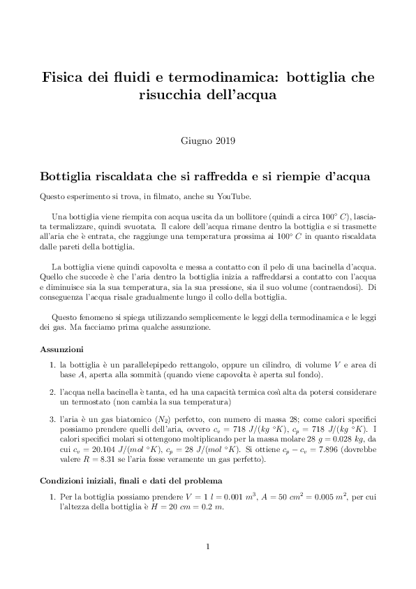 (PDF) Un problema di termodinamica e fluidi