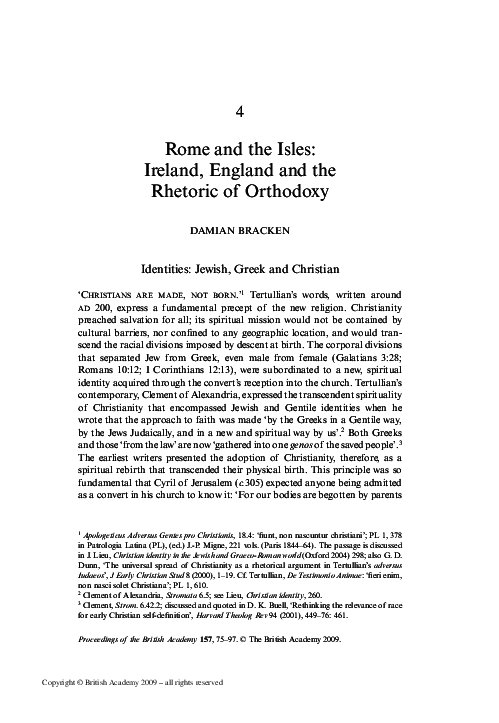 (PDF) Rome and the Isles: Ireland, England and the rhetoric of orthodoxy