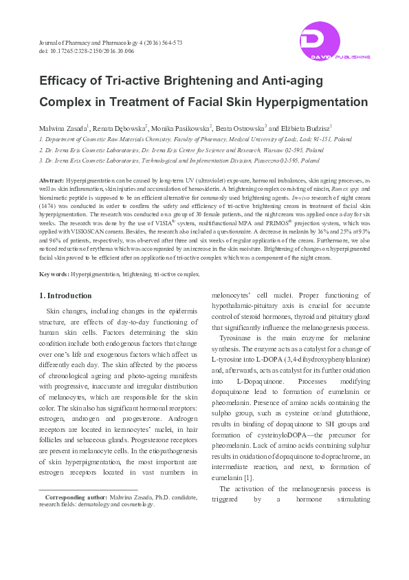 (PDF) Efficacy of Tri-active Brightening and Anti-aging Complex in ...