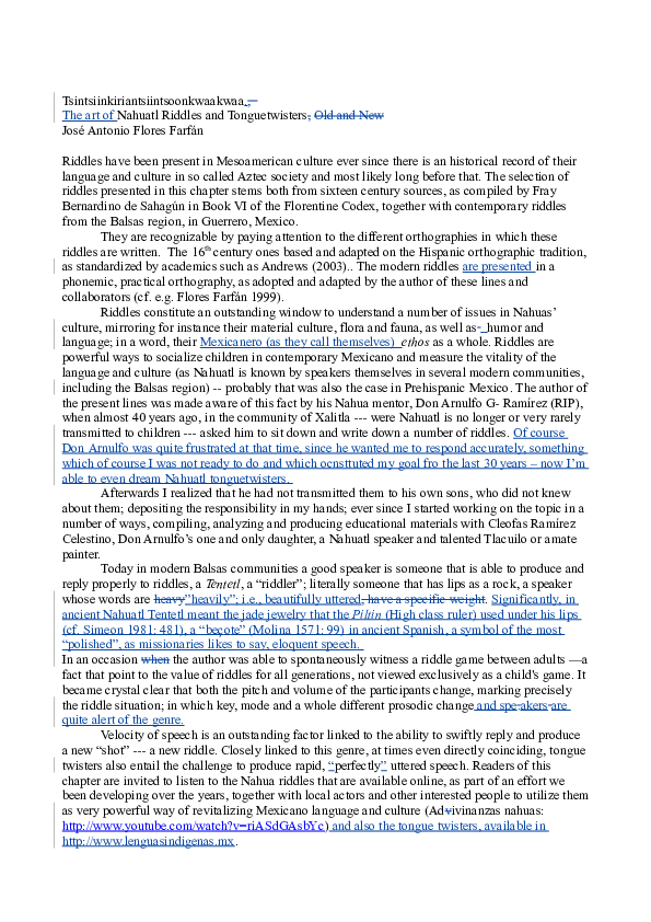 (DOC) Mexicano riddles, first draft