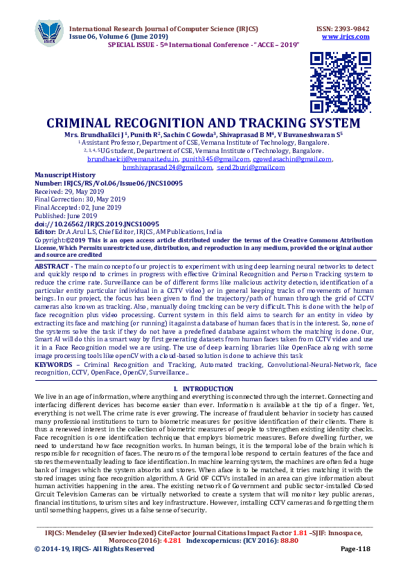 (PDF) CRIMINAL RECOGNITION AND TRACKING SYSTEM