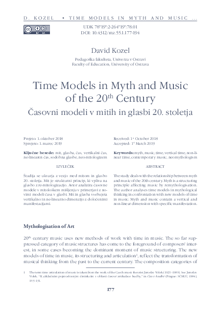 (PDF) Time Models in Myth and Music of the 20th Century