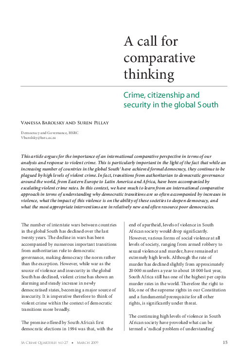(PDF) A call for comparative thinking