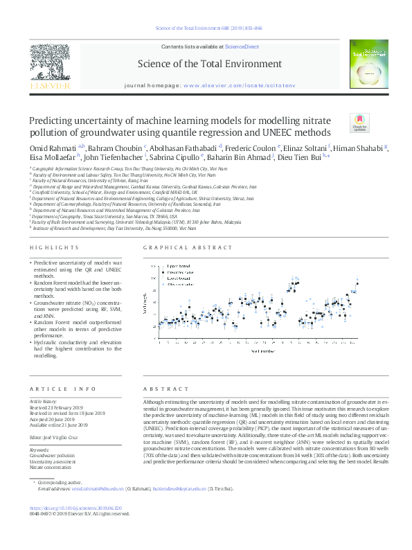 (PDF) Predicting uncertainty of machine learning models for modelling nitrate pollution of ...