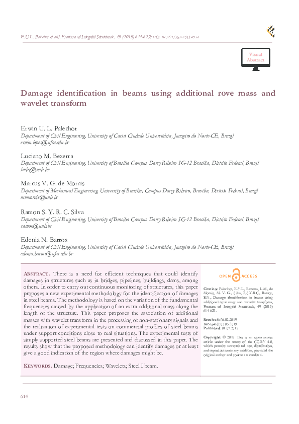 (PDF) Damage identification in beams using additional rove mass and wavelet transform