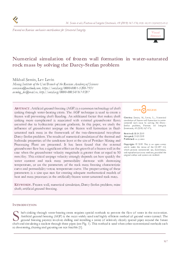 (PDF) Numerical simulation of frozen wall formation in water-saturated rock mass by solving the ...