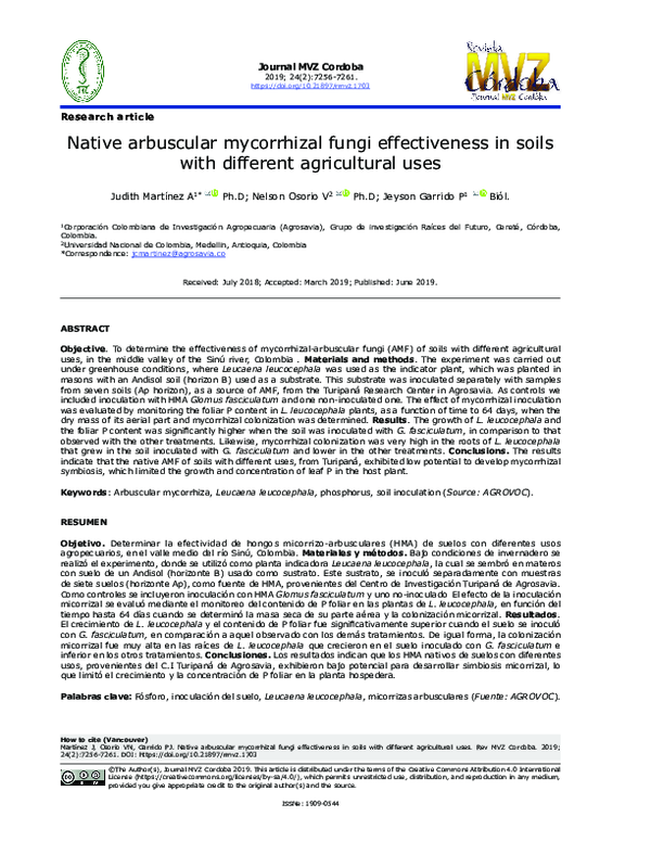 (PDF) Native arbuscular mycorrhizal fungi effectiveness in soils with different agricultural uses