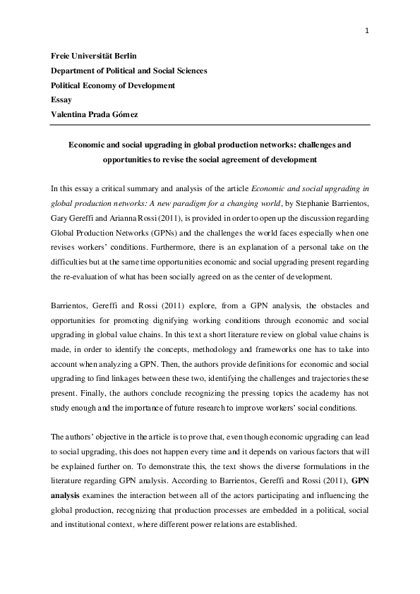 (PDF) Economic and social upgrading in global production networks: challenges and opportunities ...