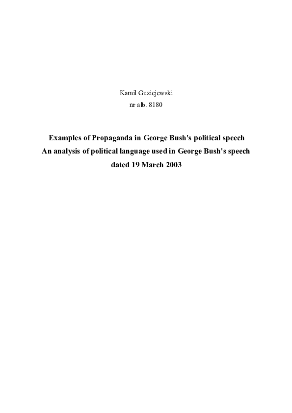 (PDF) Examples of Propaganda in George Bush's political speech