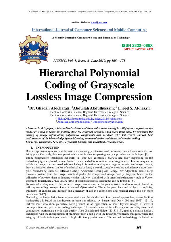 (PDF) Hierarchal Polynomial Coding of Grayscale Lossless Image Compression﻿