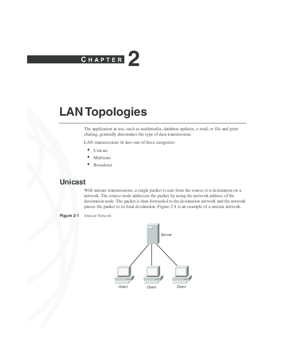 (PDF) LAN Topologies Figure 2-1 Unicast Network Server Client Client Client
