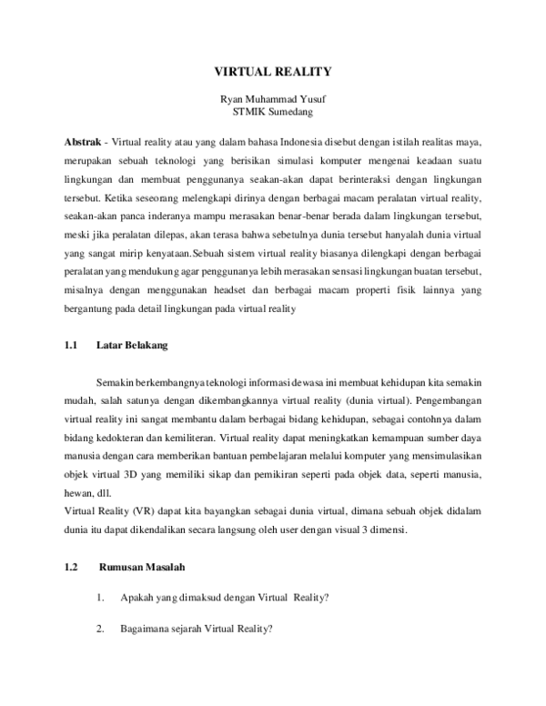 (PDF) VIRTUAL REALITY