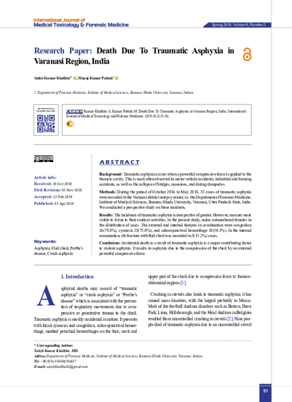 (PDF) Death Due To Traumatic Asphyxia in Varanasi Region, India