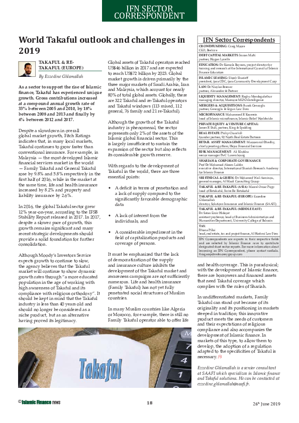 (PDF) World Takaful Outlook and Challenges in 2019