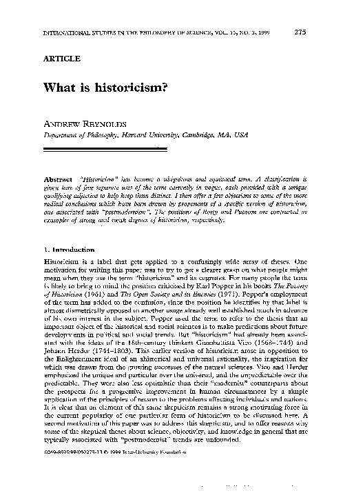 (PDF) What is historicism?