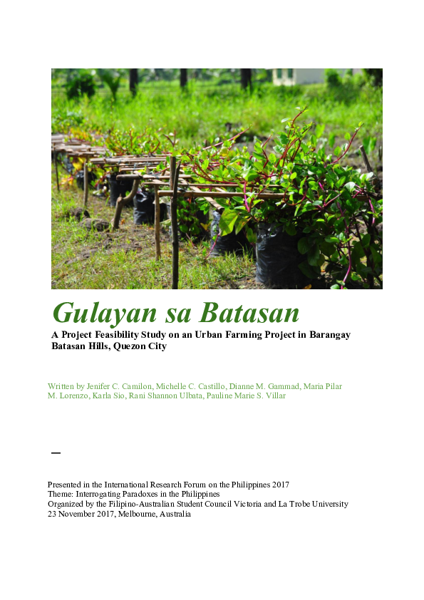 (PDF) Gulayan sa Batasan: A Project Feasibility Study on an Urban ...