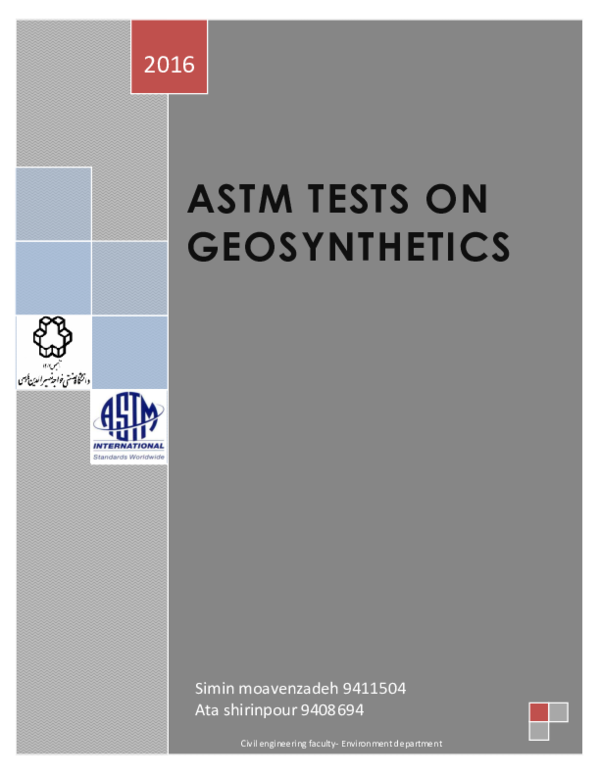 (PDF) ASTM TESTS ON GEOSYNTHETICS 2016